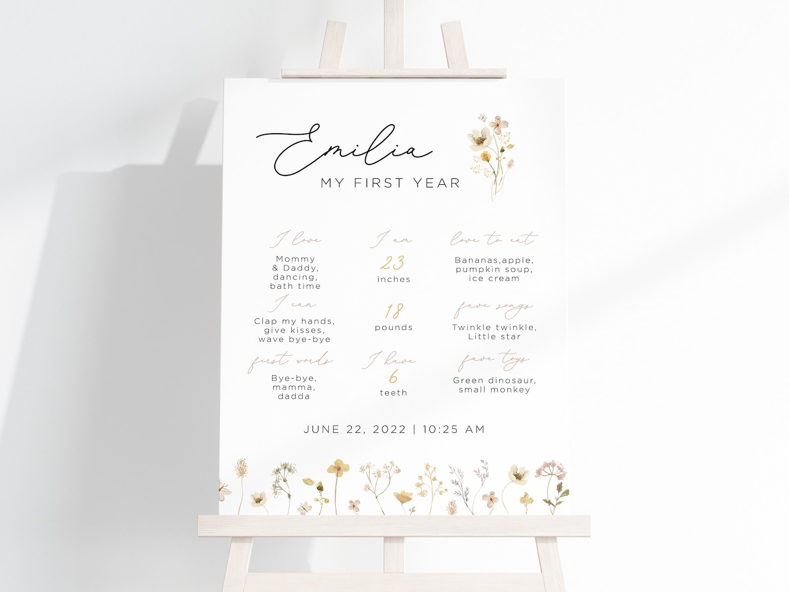 Wildflower Milestone Birthday Poster Editable Wildflower - Etsy