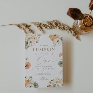 Pumpkin First Birthday Invitation Template, Our Little Pumpkin 1st ...