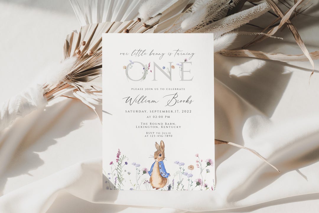 Peter Rabbit First Birthday Invitation, Peter Rabbit 1st Birthday ...