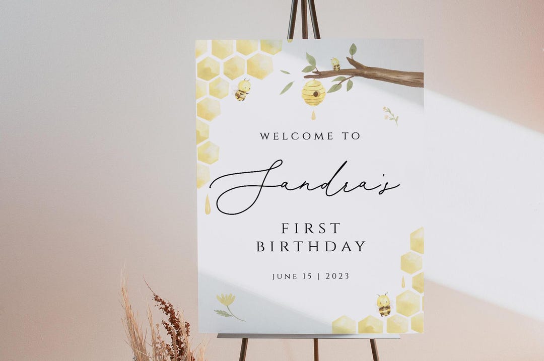 1st First Bee Day Welcome Sign, bee-day Welcome Sign, 1st Birthday ...