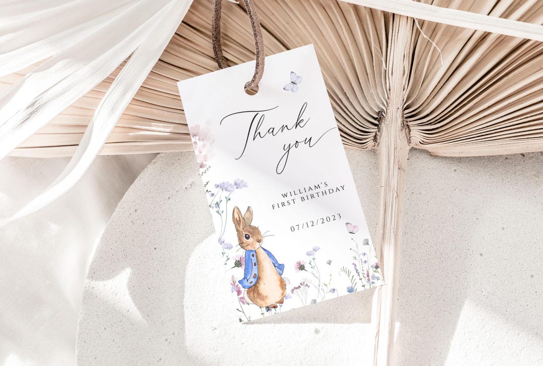 Peter Rabbit Birthday Favor Tags, Bunny Boy Birthday Thank You Tag ...
