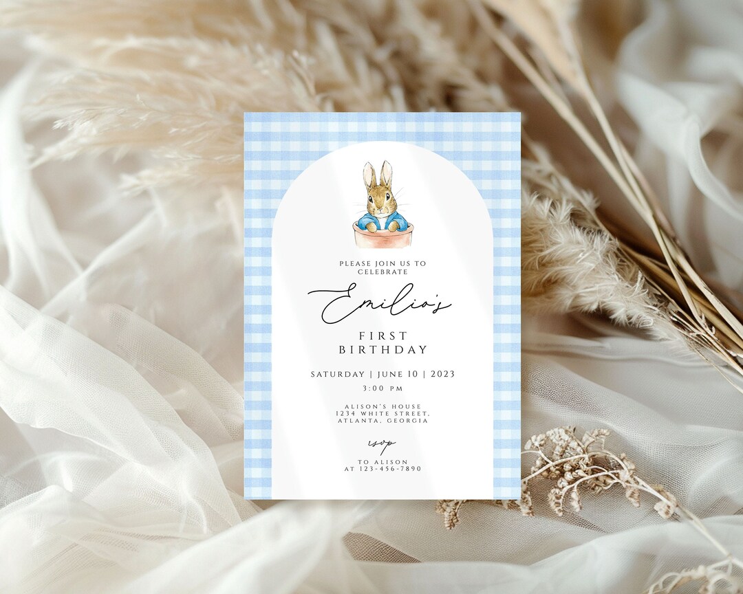 Peter Rabbit Birthday Invitation, Peter Rabbit 1st Birthday Invite, a ...
