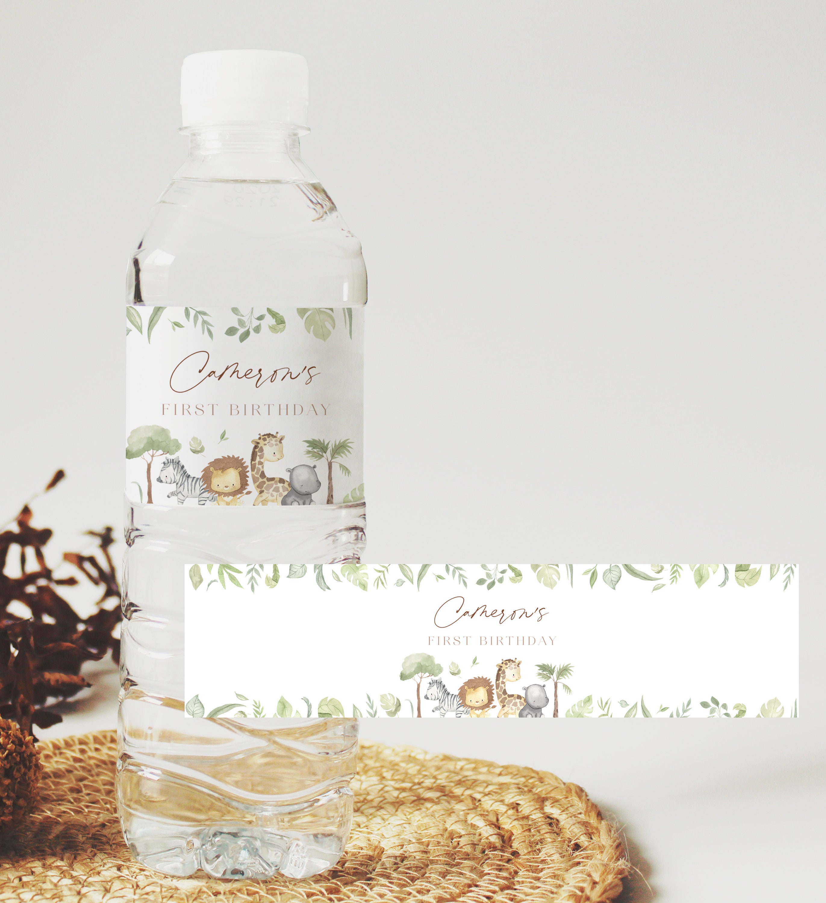 Editable Jungle Water Bottle Labels Safari Animals Bottle - Etsy