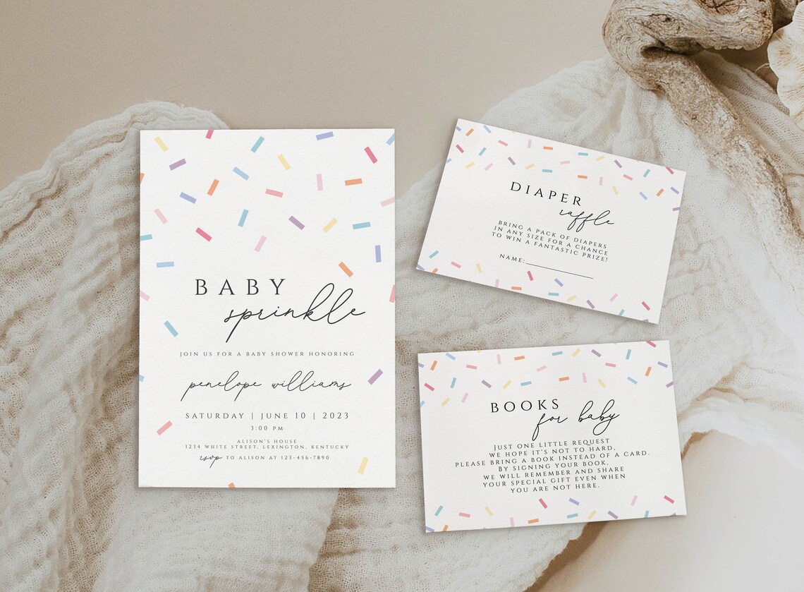 Sprinkle Baby Shower Invitation Bundle Rainbow Sprinkle Baby - Etsy