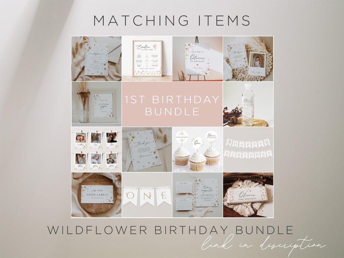 Wildflower Banner Templatewildflower Happy Birthday Banner - Etsy