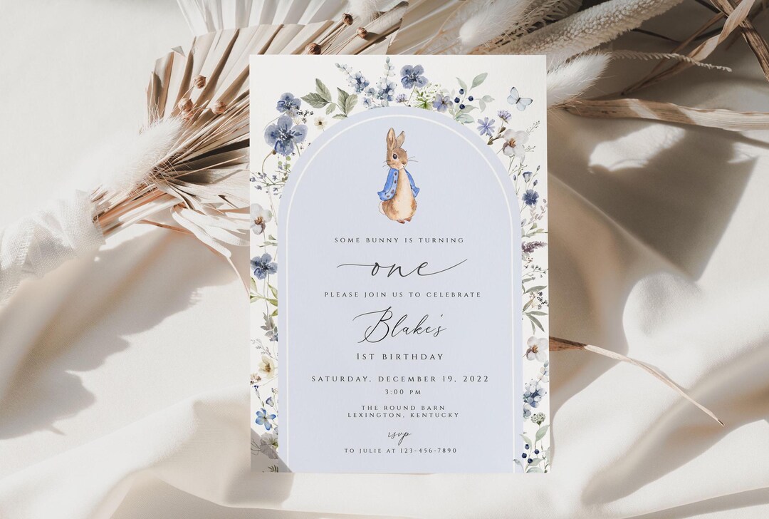 Peter Rabbit First Birthday Invitation, Peter Rabbit 1st Birthday ...