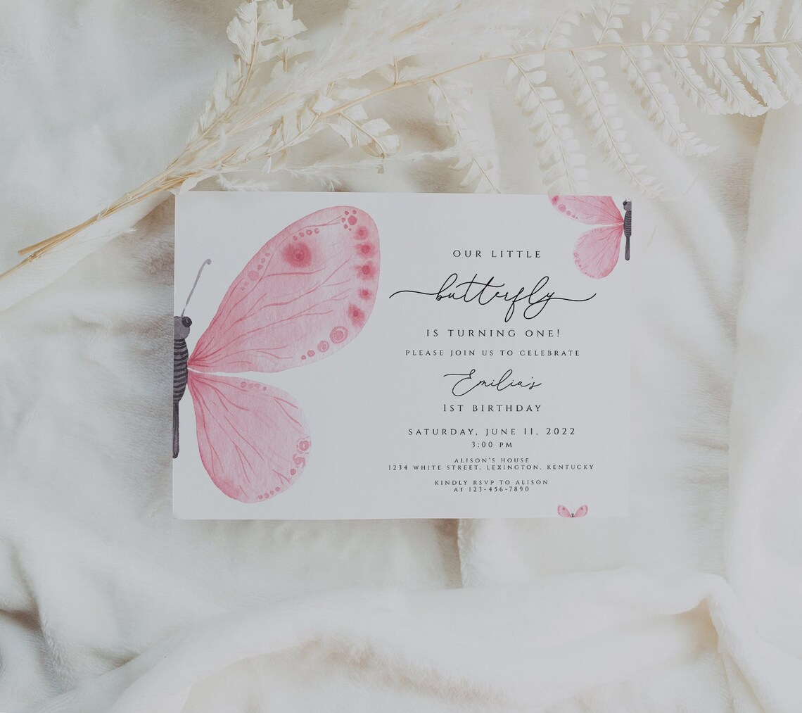 Butterfly Birthday Invitation Butterfly 1st Birthday Invite - Etsy
