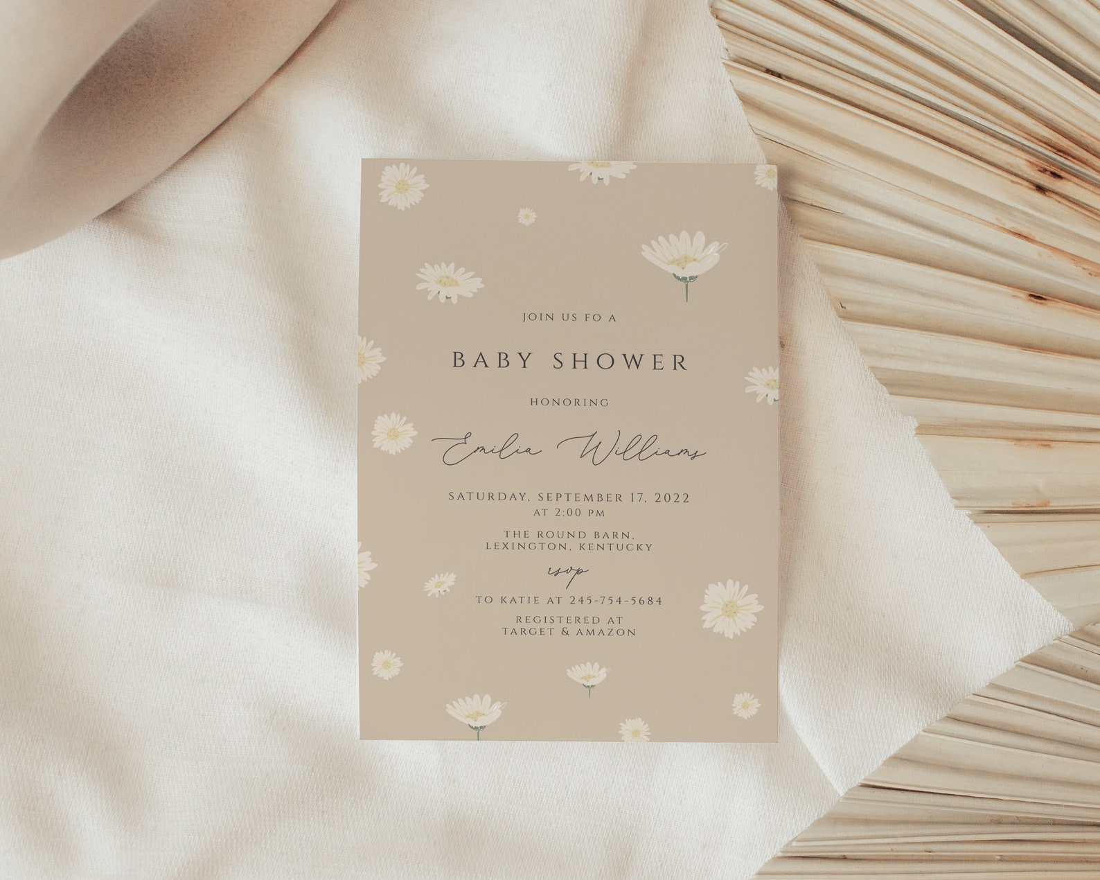 Daisy Baby Shower Invitation Template, Editable Baby Shower Invite ...