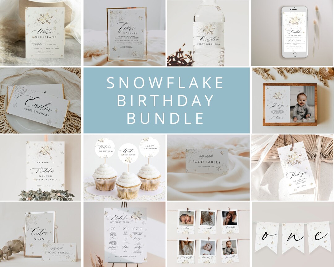 Winter Snowflake Invitation Bundle, onederland Snowflake Winter 1st ...