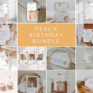 Peach Birthday Invitations, editable Peach Birthday Invitation, sweet ...