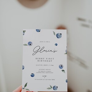 Blueberry Birthday Invitation Berry Sweet Birthday Party - Etsy