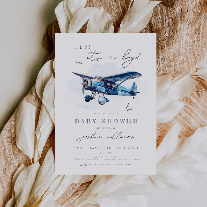 Airplane Baby Shower Invitations - Etsy