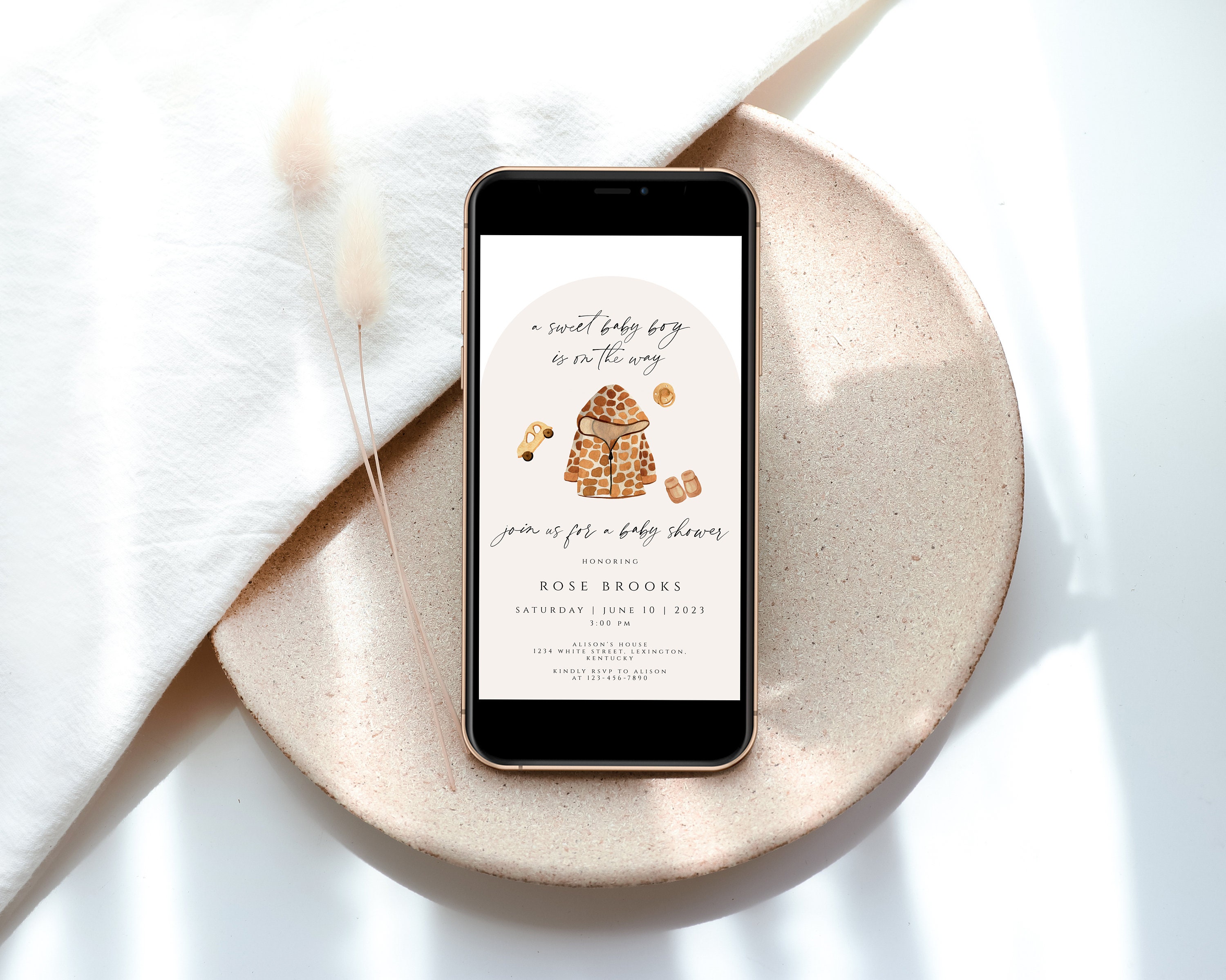 Boy Baby Shower Text Message Invitation Template, electronic Invite ...