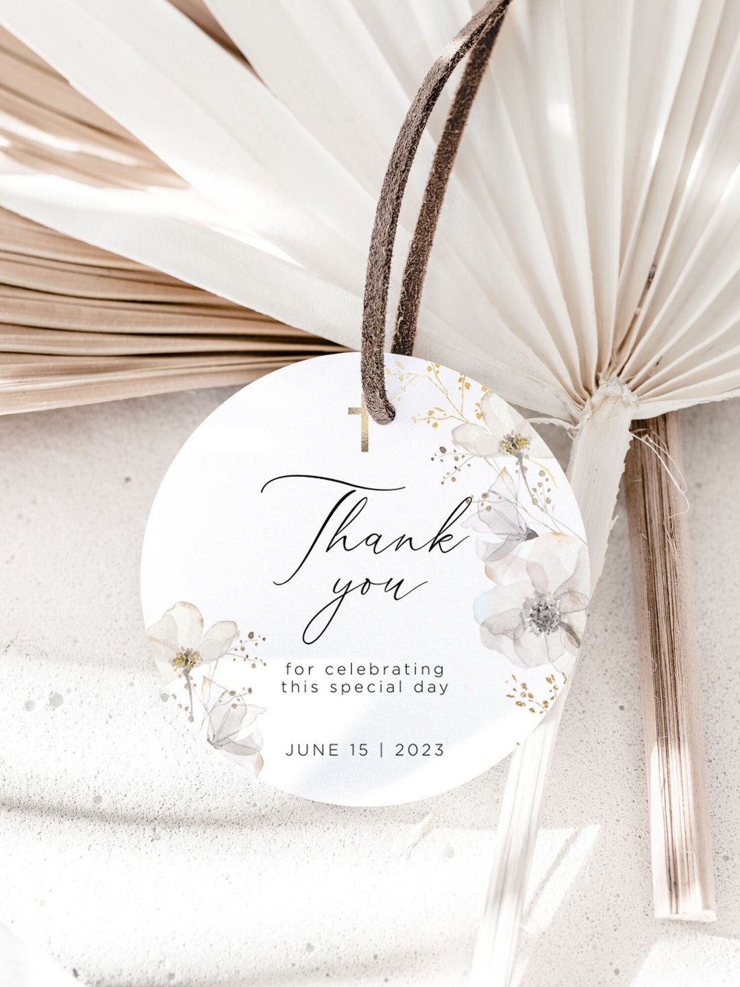 Christening Baptism Favor Tag, Minimalist Baptism Tag, Favor Tag, Gold ...