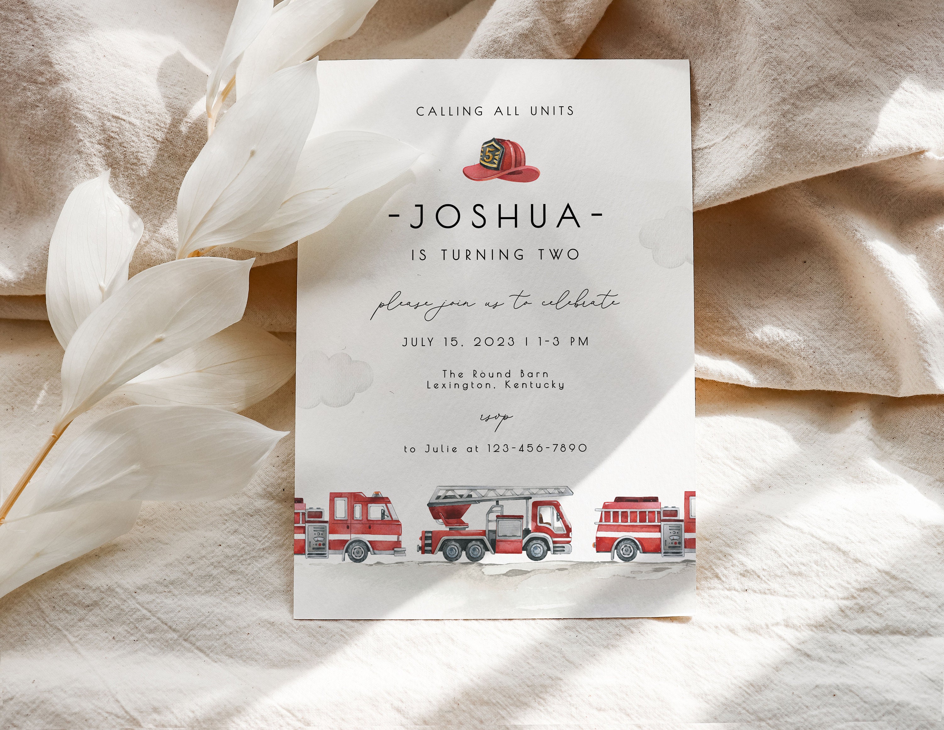 Fire Engine Invite, Fire Truck Invitation, Fire Station Invitation ...
