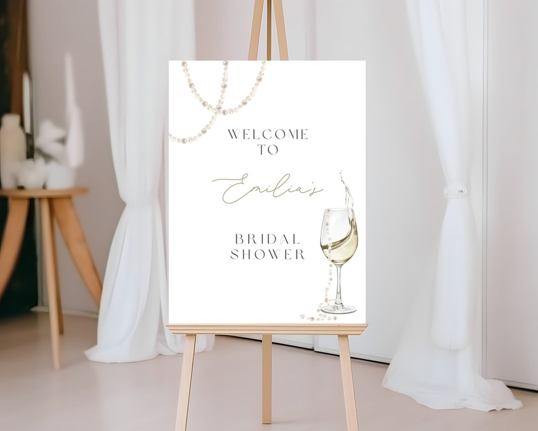 Pearls and Prosecco Bridal Shower Welcome Sign, Pearls&prosecco Welcome ...