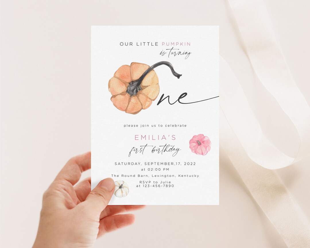 Pumpkin First Birthday Invitation Template, Our Little Pumpkin 1st ...