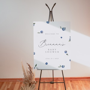 Blueberry Baby Shower Sign, Welcome Sign Baby Shower, Berry Sweet, Baby ...