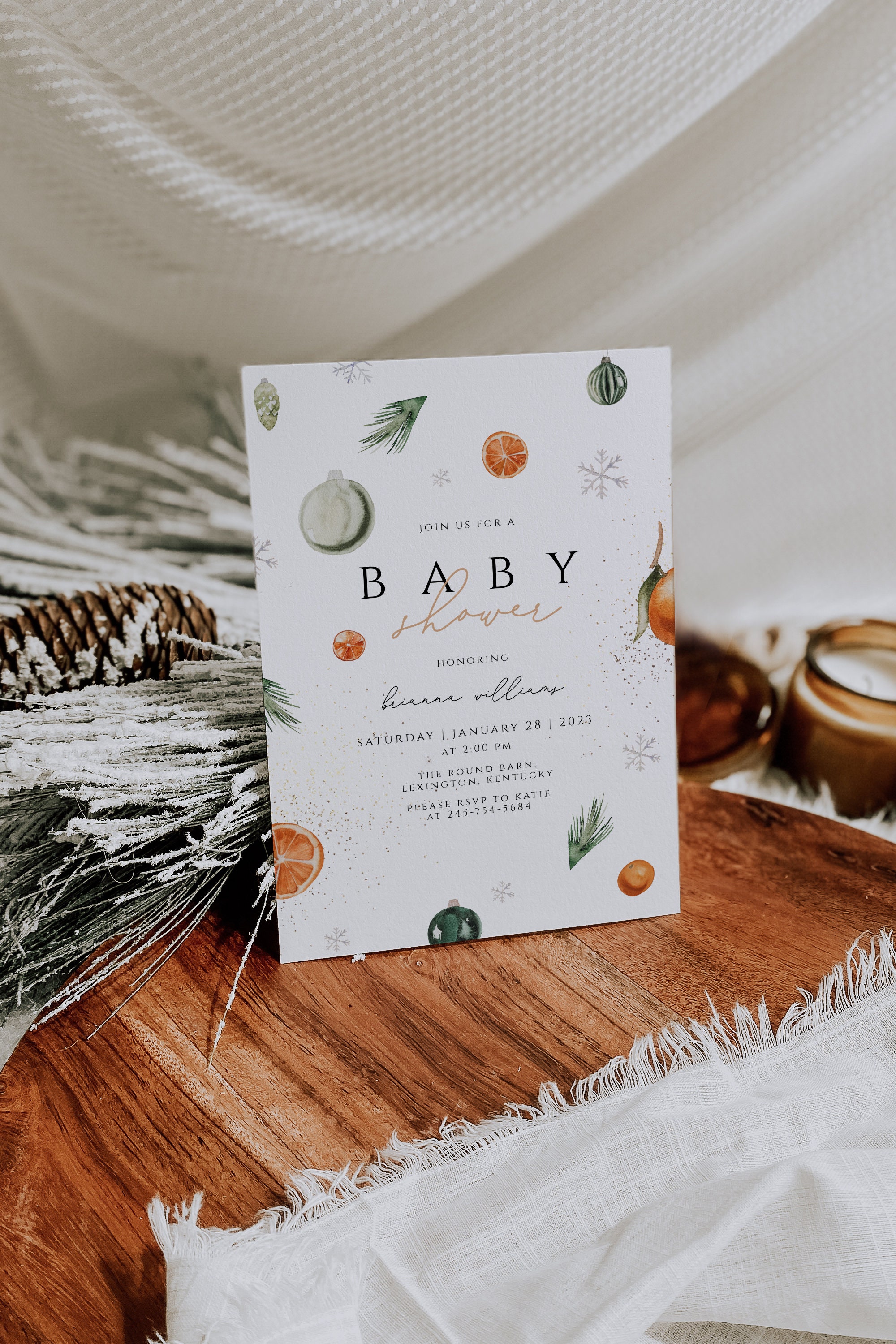 Winter Baby Shower Invitation Citrus Baby Shower Invitation - Etsy