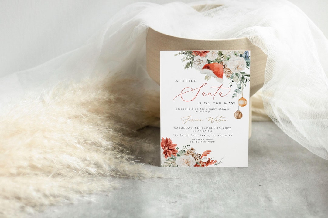 Santa Baby Winter Baby Shower Invitation, Editable Christmas Baby ...