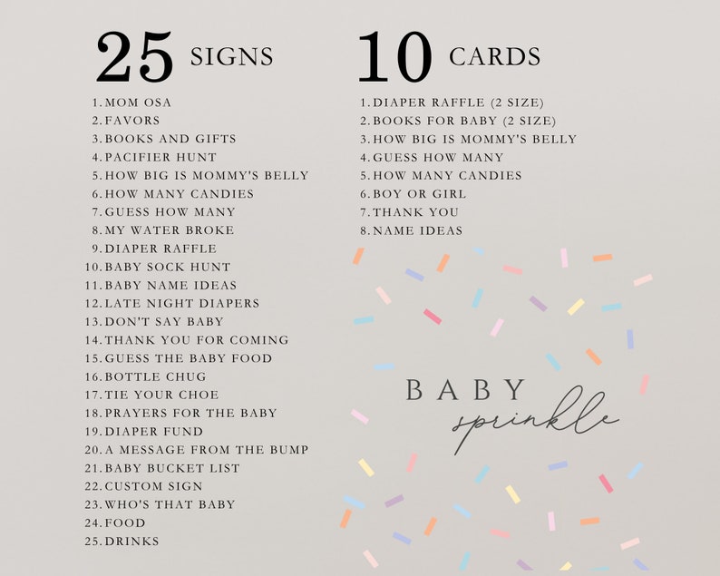 100 Editable Baby Sprinkle Games and Signs, Sprinkle Baby Shower Games ...