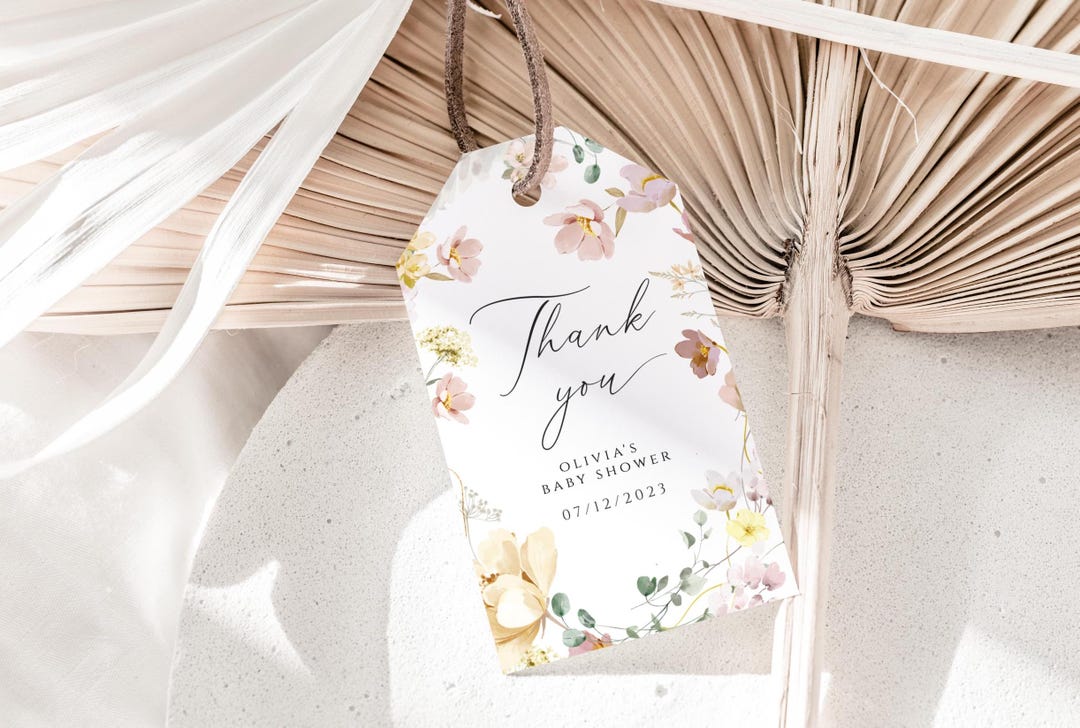 Wildflower Favor Tag Template, Wildflower Baby Shower Thank You Tag ...