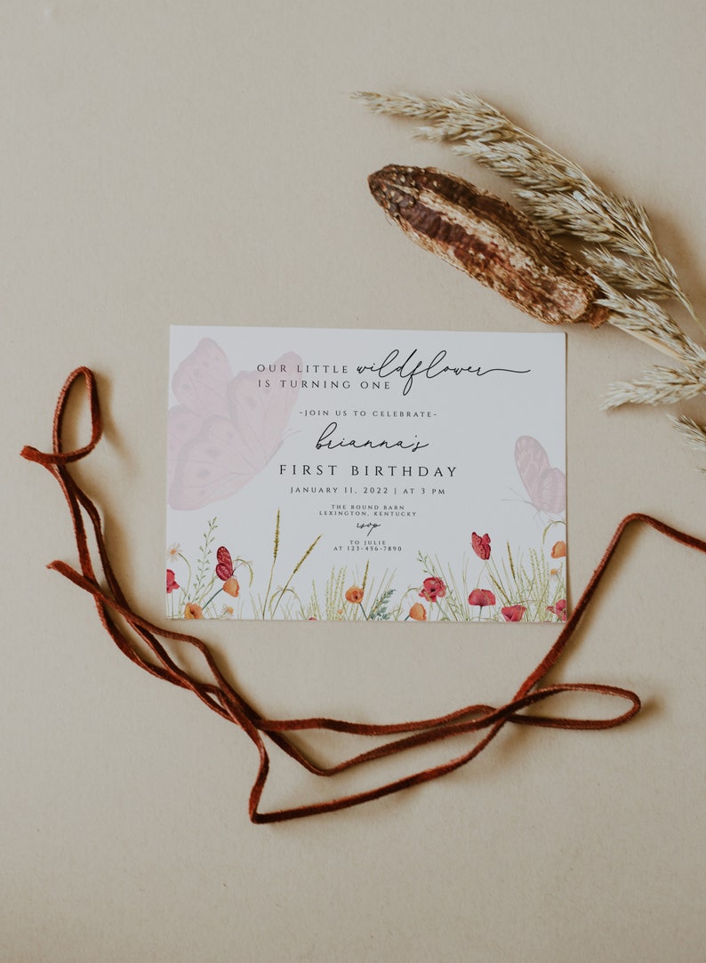 Wildflowers Birthday Invitation Template Editable Wildflower - Etsy