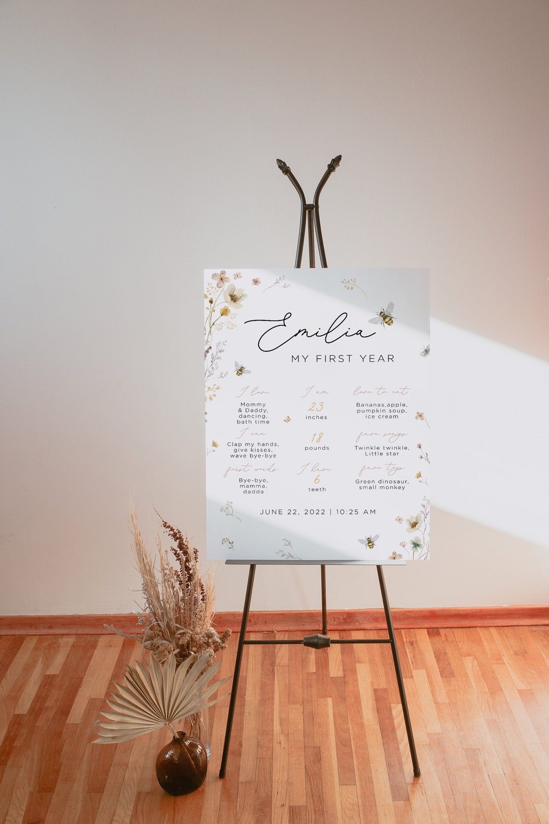 Bee Milestone Birthday Poster Editable, bee First Birthday Milestone ...