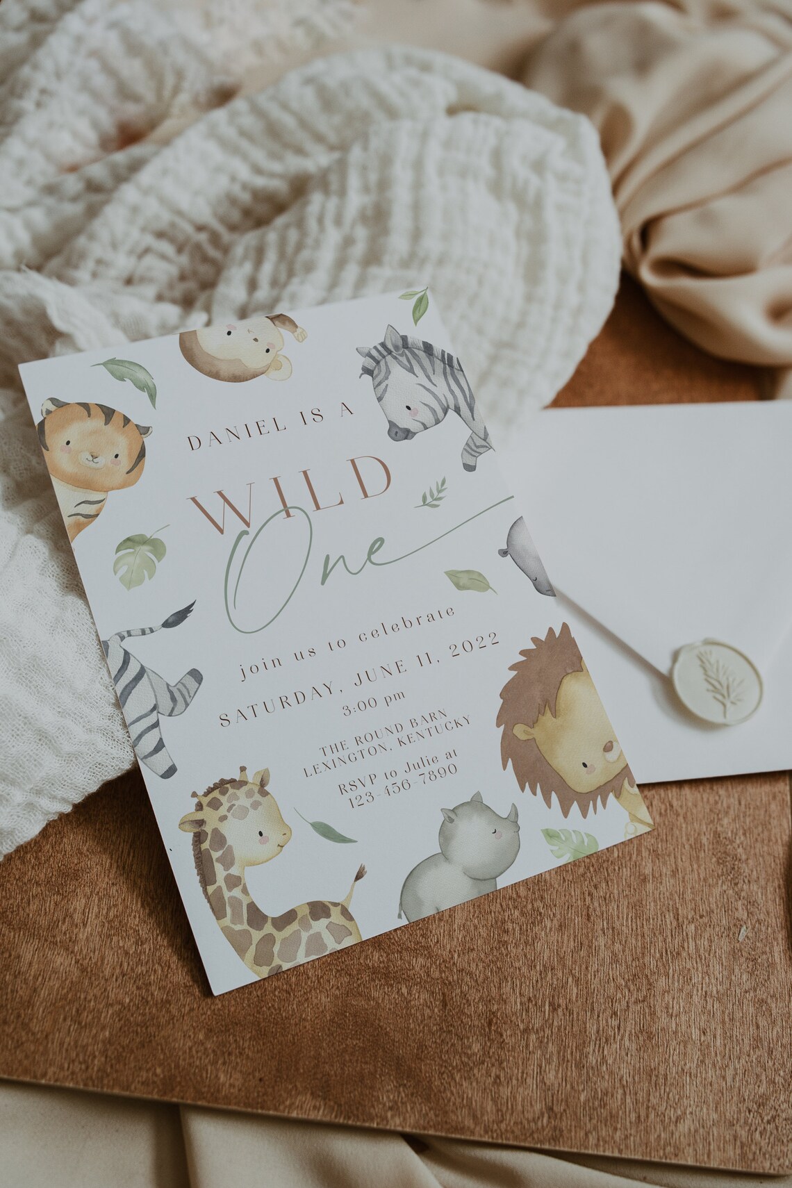 Safari First Birthday Invitation Wild One Invitation 1st - Etsy