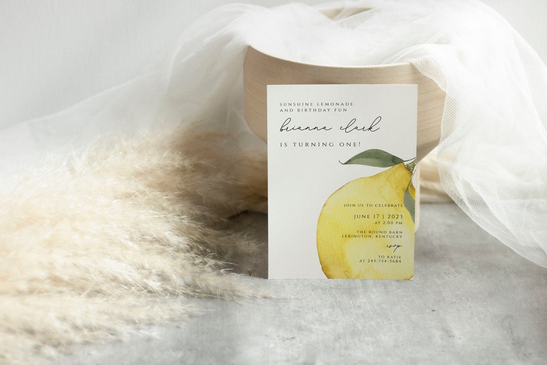 Limon 1st Birthday Invitation, sweet as a Limon 1st Birthday digital ...