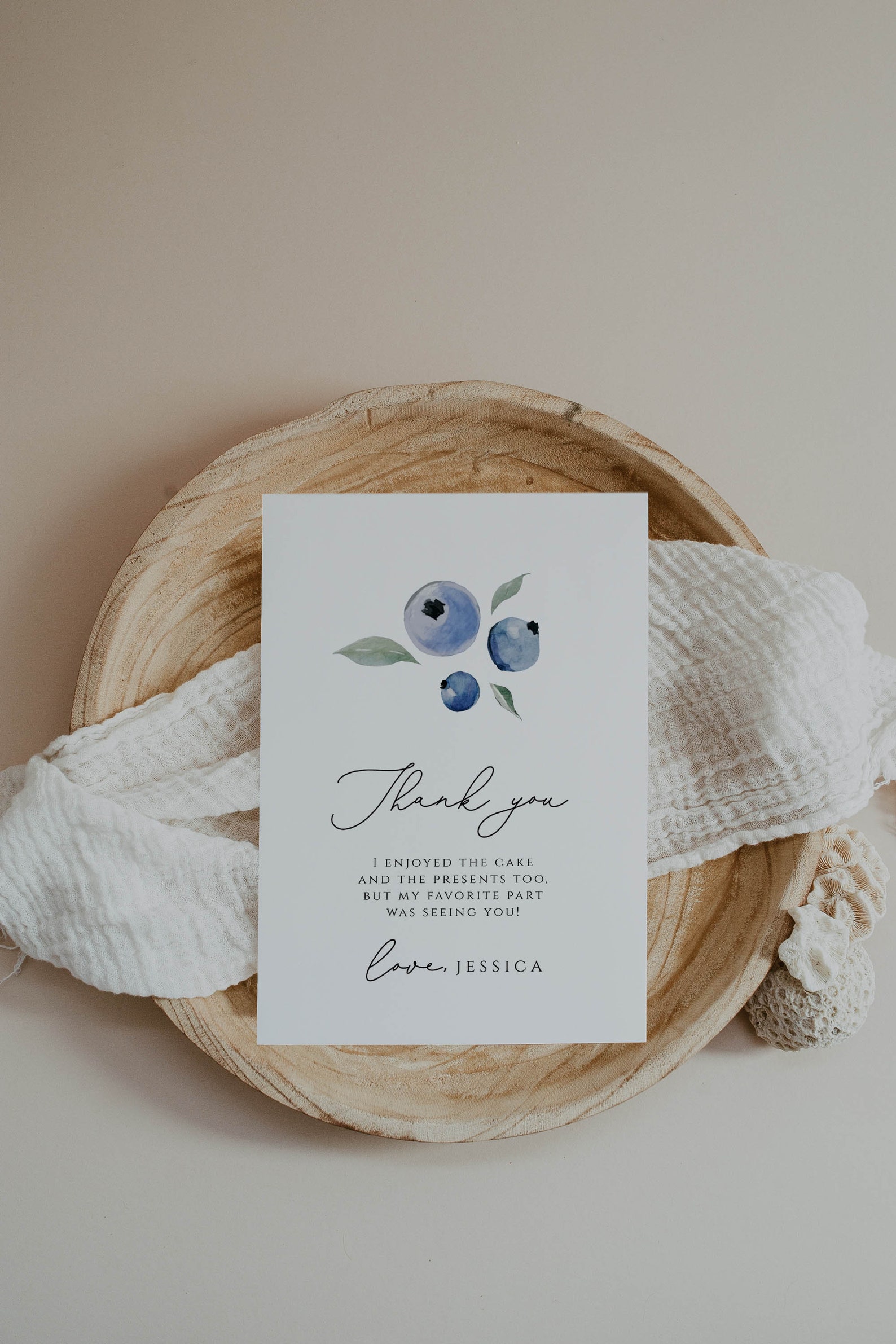 Blueberry Birthday Thank You Card Birthday Thank You Card - Etsy