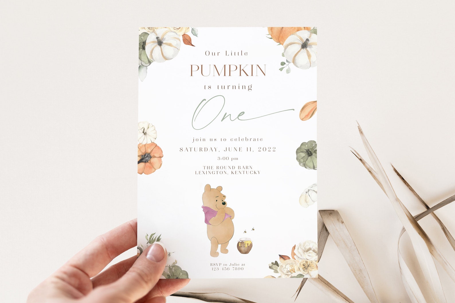 Pumpkin First Birthday Invitation Template, Our Little Pumpkin 1st ...