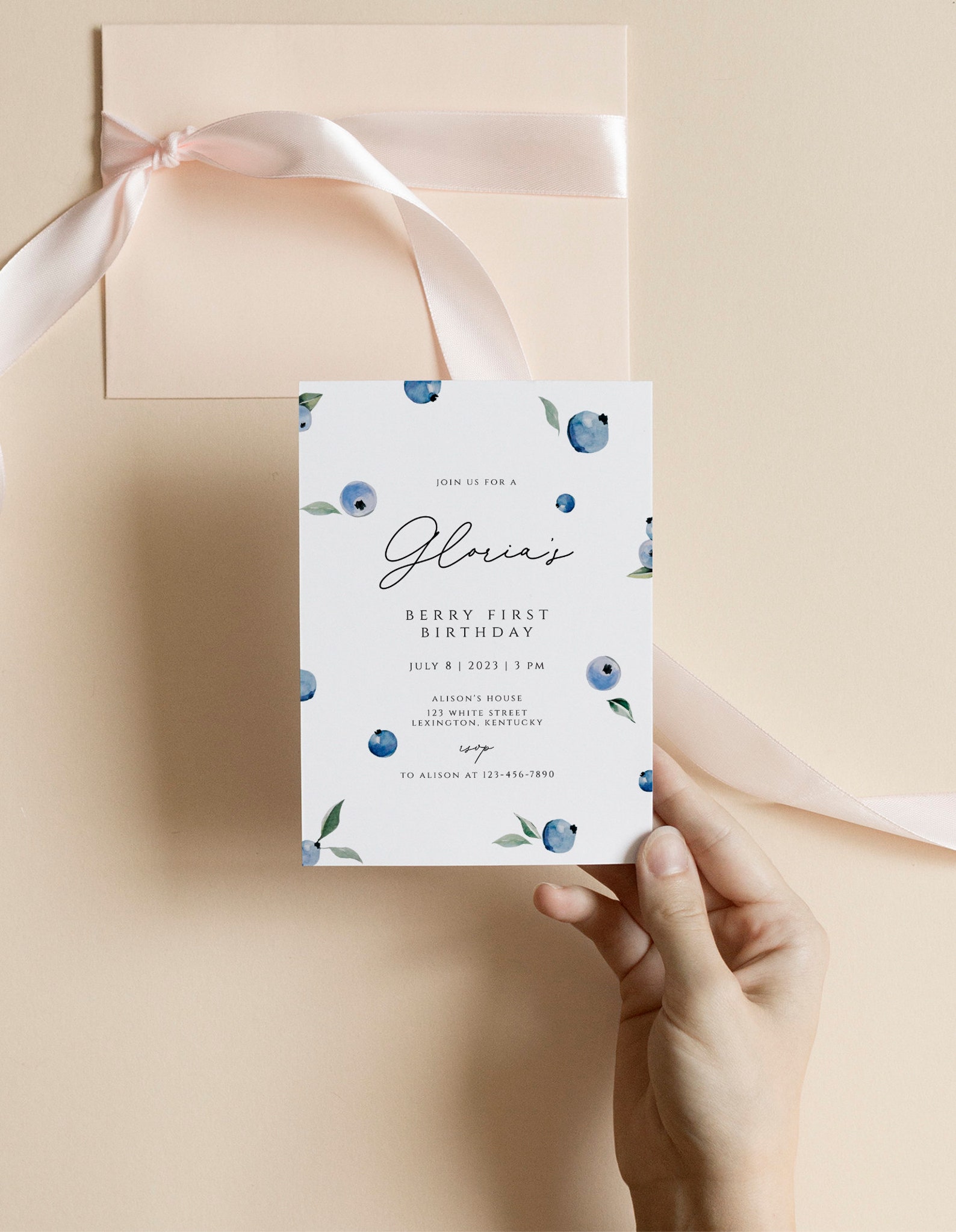Blueberry Birthday Invitation Berry Sweet Birthday Party Blueberry ...