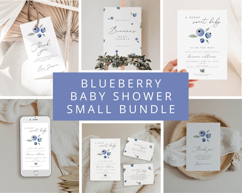 Blueberry Baby Shower Invitation Template A Berry Sweet Baby - Etsy