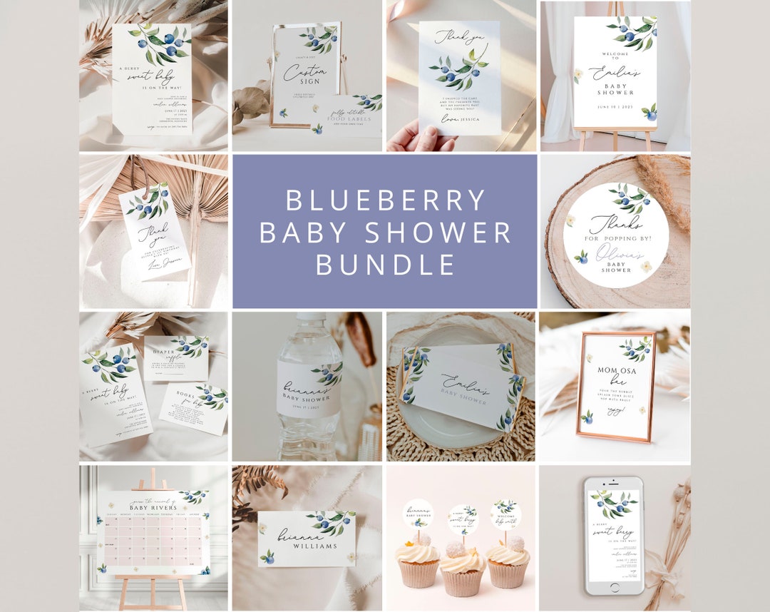 Blueberry Baby Shower Invitation Bundle, sweat Berry Baby Shower ...
