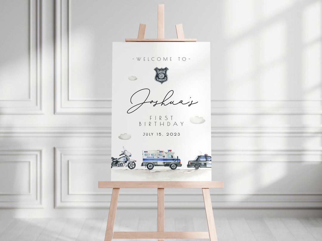 Police Birthday Welcome Sign Template, Call All Units Birthday Party ...