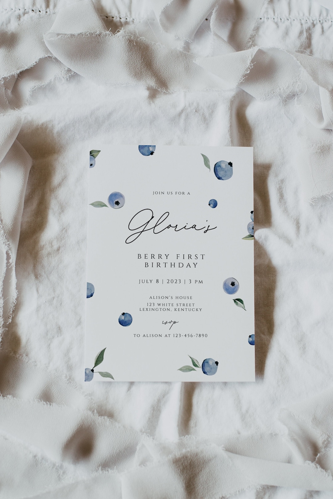 Blueberry Birthday Invitation Berry Sweet Birthday Party Blueberry ...
