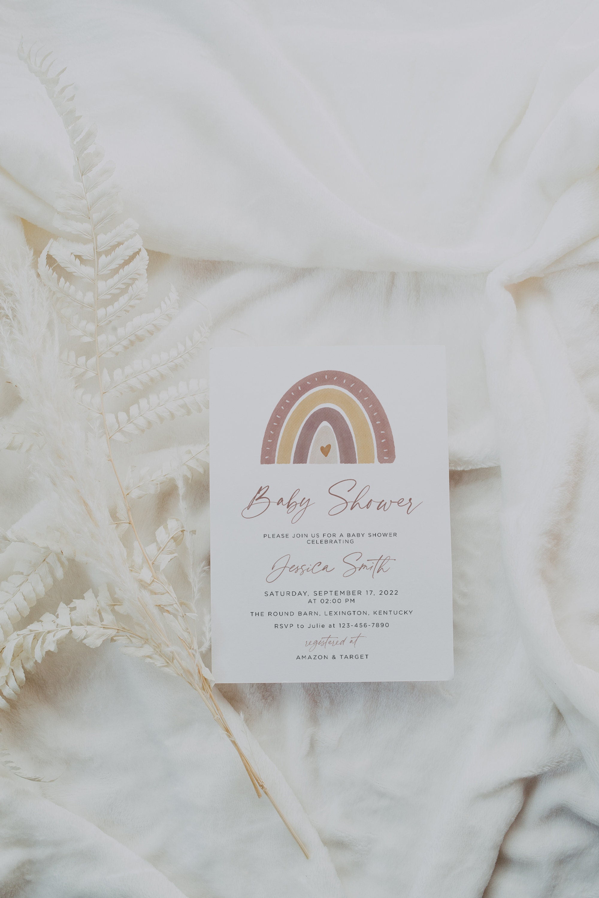 Boho Rainbow Baby Shower Invitation Suite Muted Tones Boho - Etsy