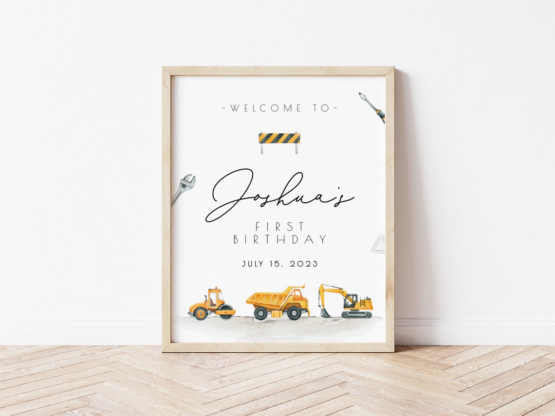 Construction Truck Birthday Welcome Sign Template Dump Truck - Etsy