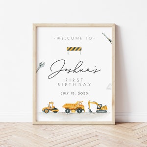 Construction Truck Birthday Welcome Sign Template, Dump Truck Birthday ...
