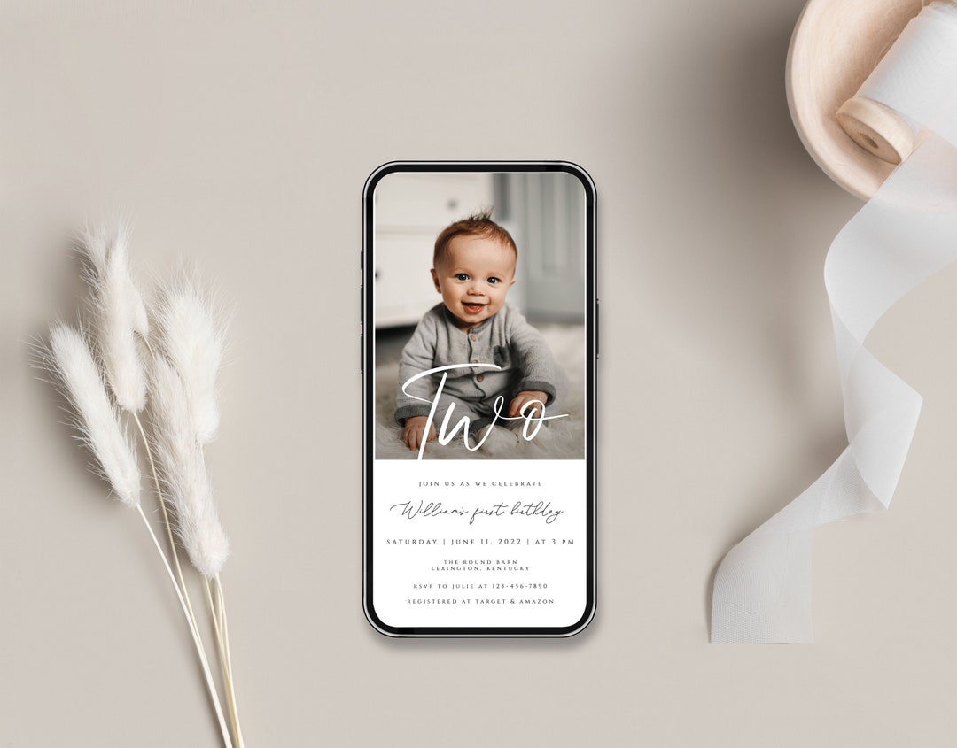 Electronic 2nd Birthday Invite Template, Second Birthday Invite, 2nd ...