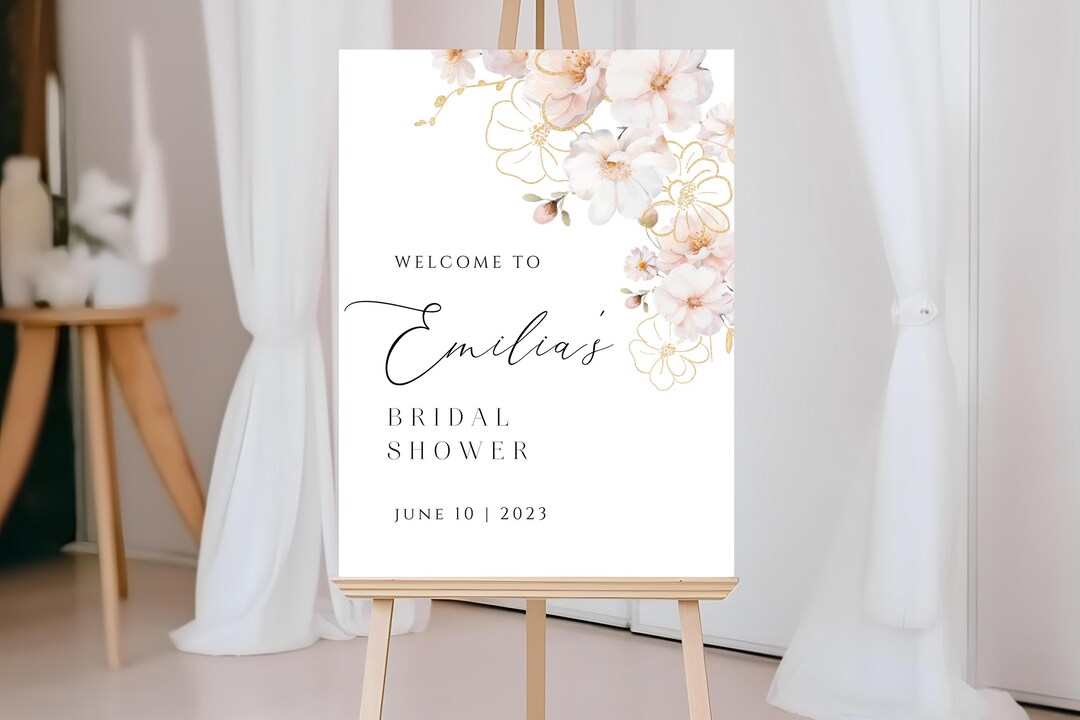 Rose Gold Bridal Welcome Sign, Pink Rose Welcome Sign Poster, Blush ...