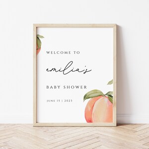 Peach Baby Shower Sign, Welcome Sign Baby Shower, Little Peach is on ...