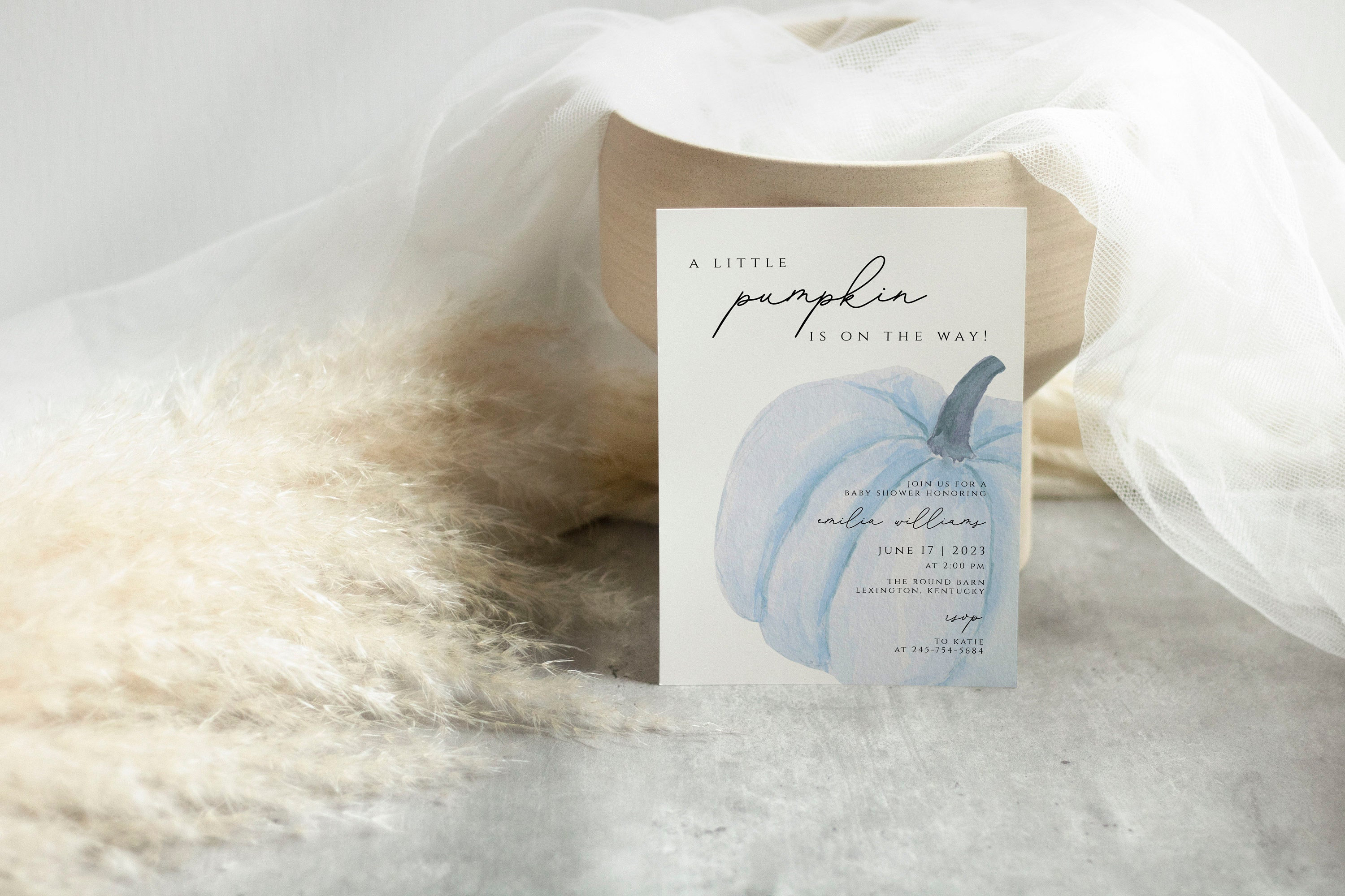 Blue Pumpkin Baby Shower Boy Invitation Little Pumpkin Baby - Etsy