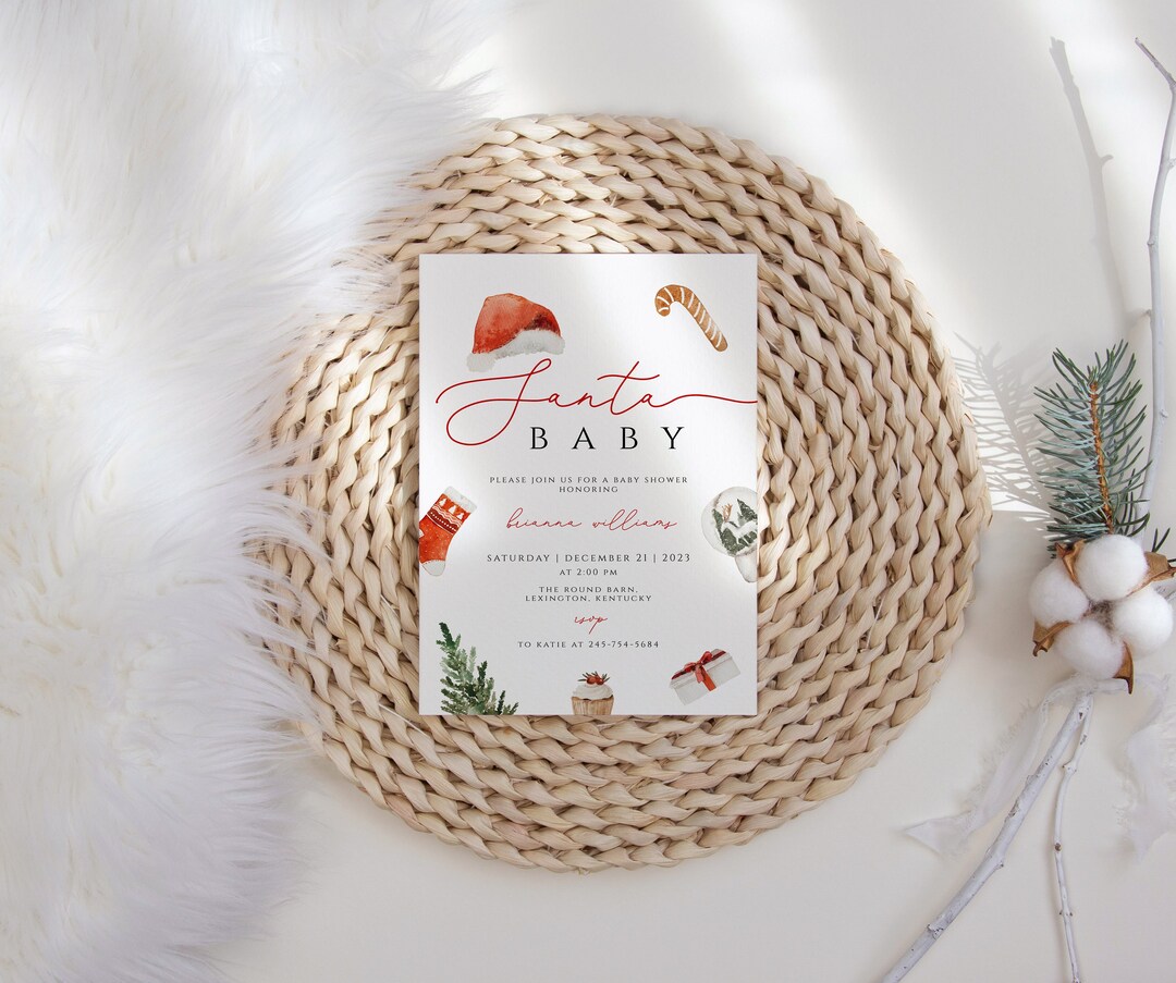 Christmas Baby Shower Invitation, Winter Baby Shower Invite Template ...