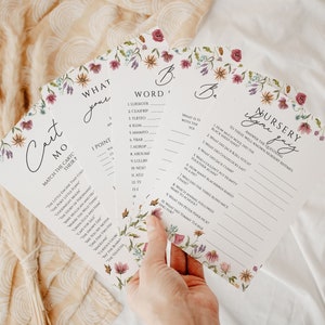 100 Editable Pink Flower Baby Shower Games and Signs, Wildflower Baby ...