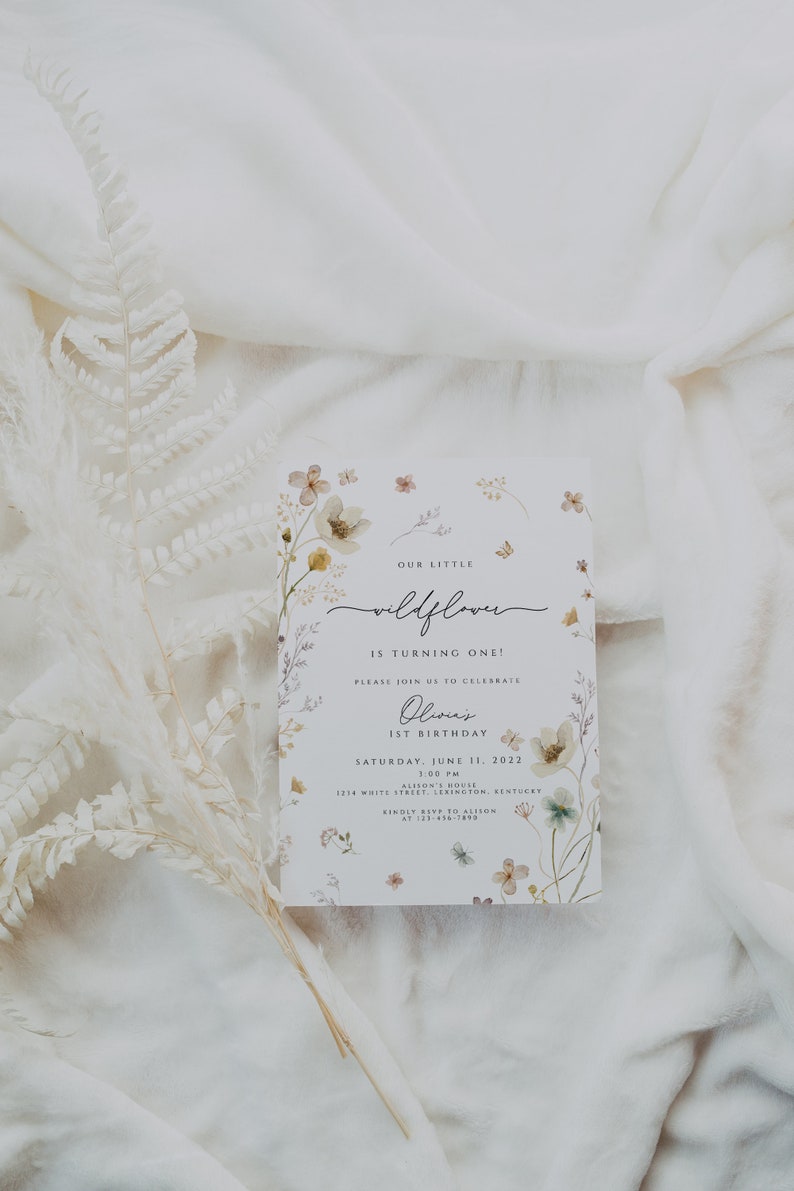 Wildflower Birthday Invitation Template Editable Wildflower - Etsy