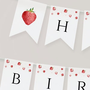 Strawberry Banner Template Strawberry Happy Birthday Banner 1st ...