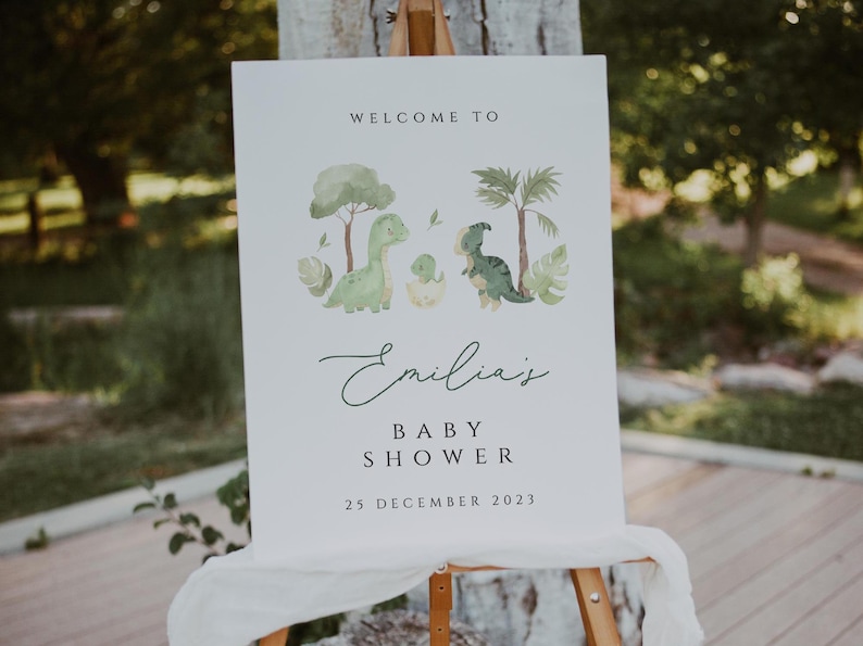 Dinosaur Baby Shower Welcome Sign, Dino Baby Shower Welcome Sign, Boy ...
