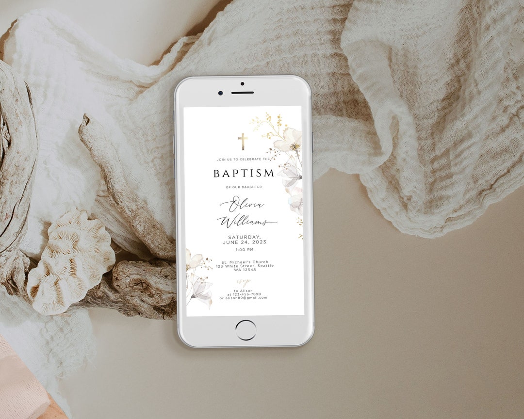 Digital Baptism Invitation Template Girl Baptism Invitation - Etsy
